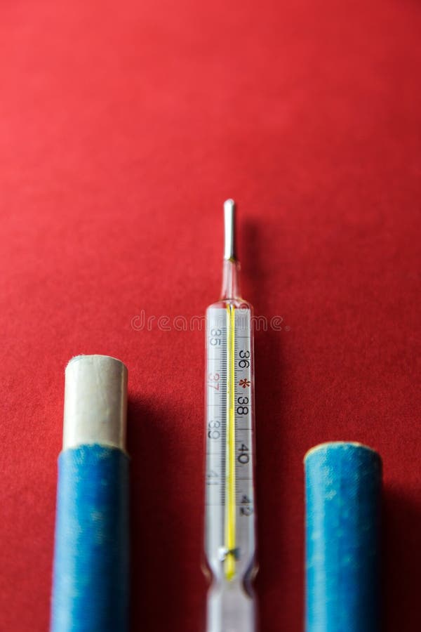 Medical Mercury Thermometer in Old Box Stock Photo - Image of cold ...