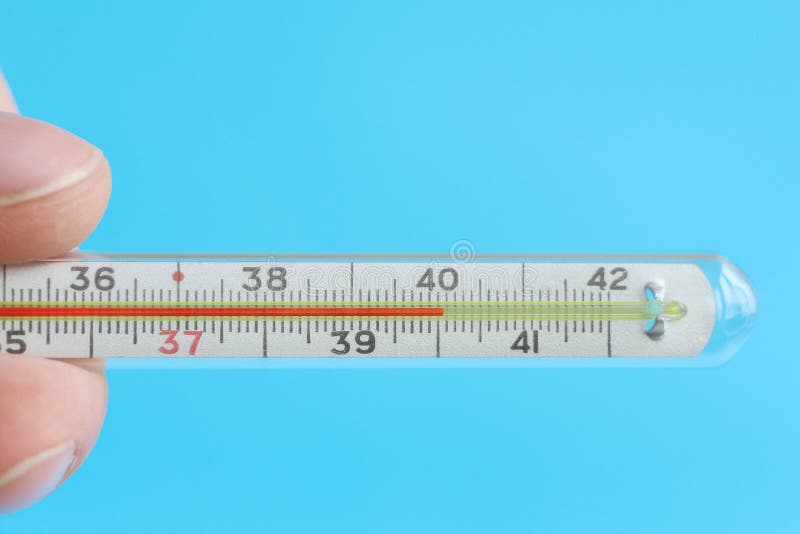 Medical Mercury Thermometer Showing The Temperature Of 40 °c Stock