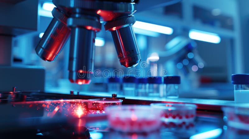 Medical Microscope with Blood Sample, Suitable for Healthcare Concepts ...