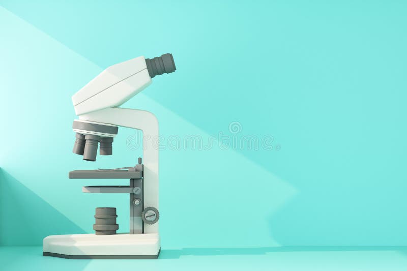 Medical Microscope Illuminated by Ray of Light Stock Illustration ...