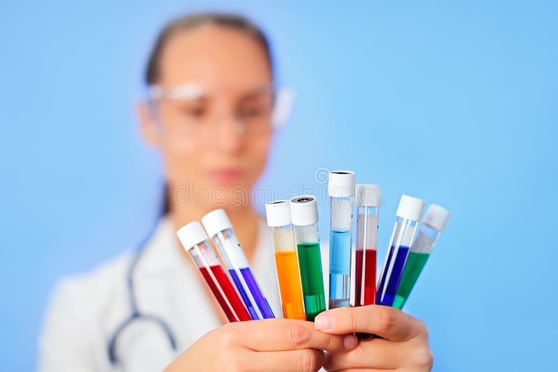 Medical Multicolor Test Tubes with Fluid Sample Stock Image - Image of ...