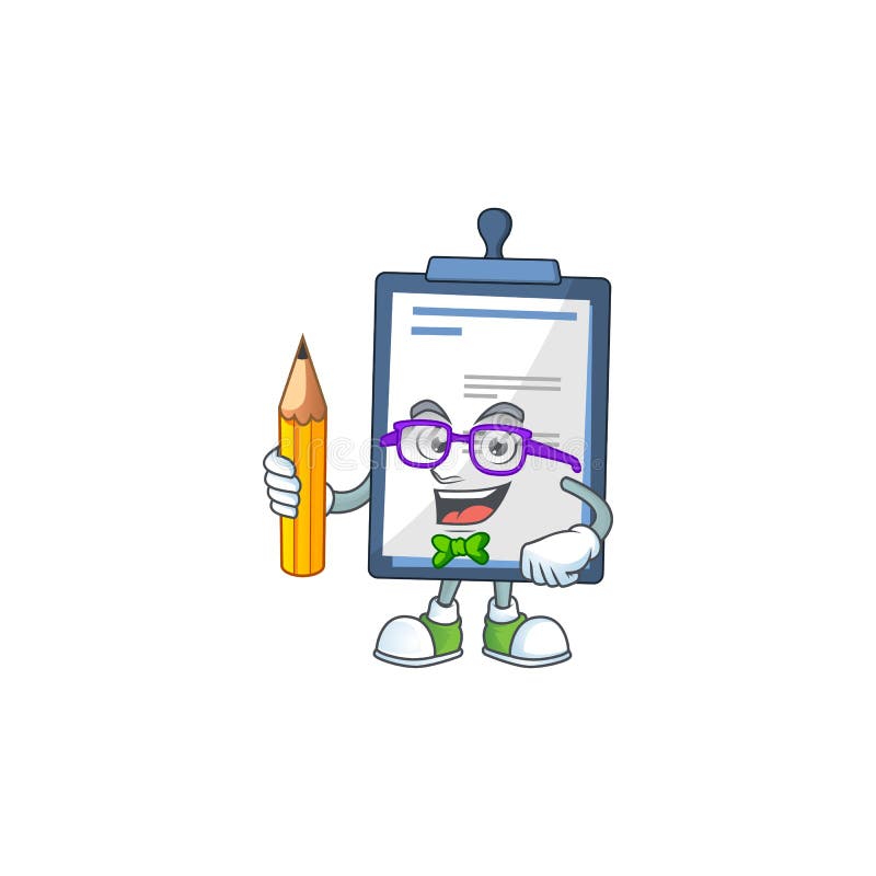 Medical Note Student Cartoon Character Studying with Pencil Stock ...