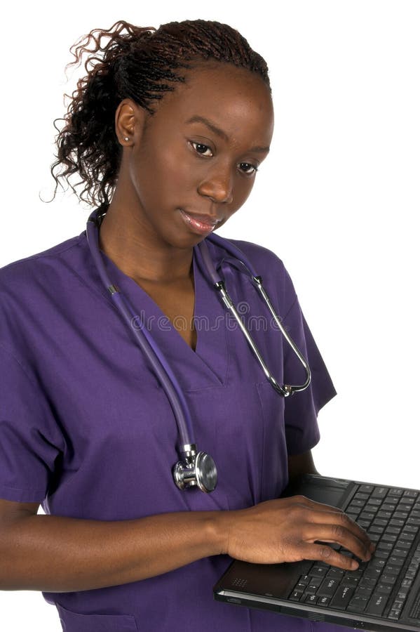 Nurse Using Computer stock photo. Image of black, keyboard - 814504