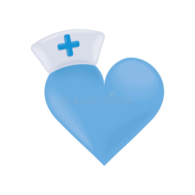 Medical Nurse Hat with Heart Stock Illustration - Illustration of ...