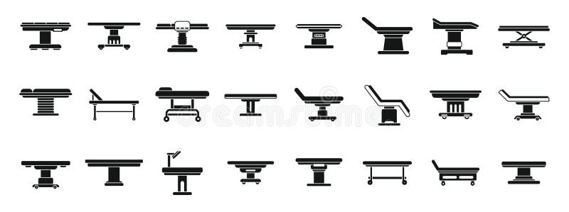 Medical Operating Table Icons Set. Medical Examination Tables Showing Different Positions and ...