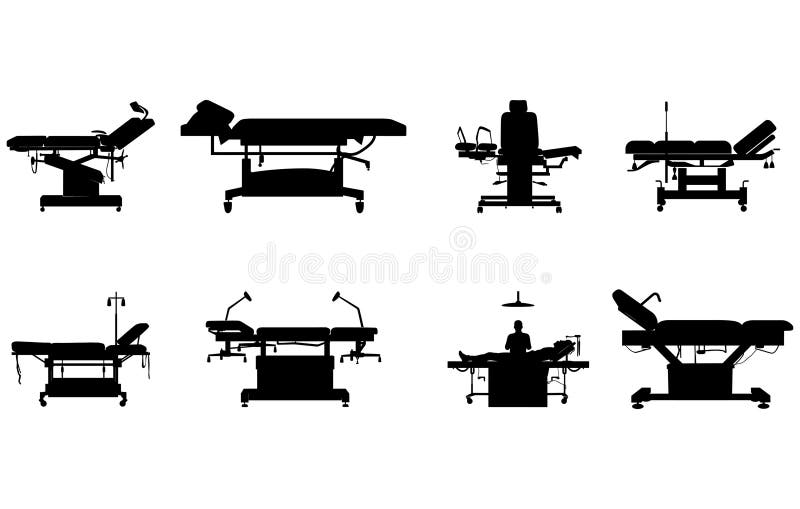 Medical Operating Table Silhouette , Operating Table Glyph Icon Vector ...