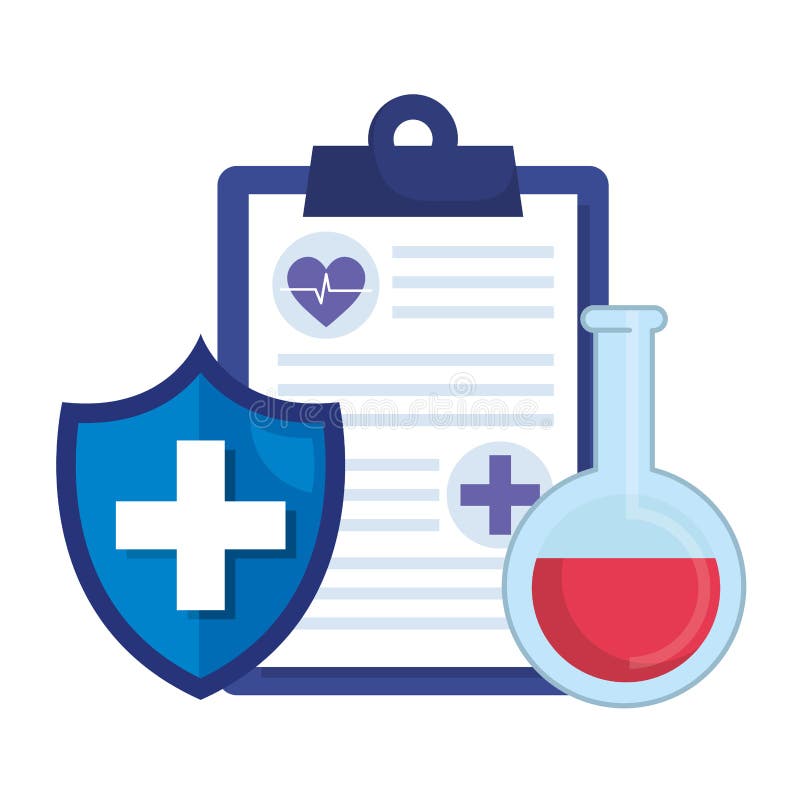 Medical Order with Shield and Tube Test Stock Vector - Illustration of ...