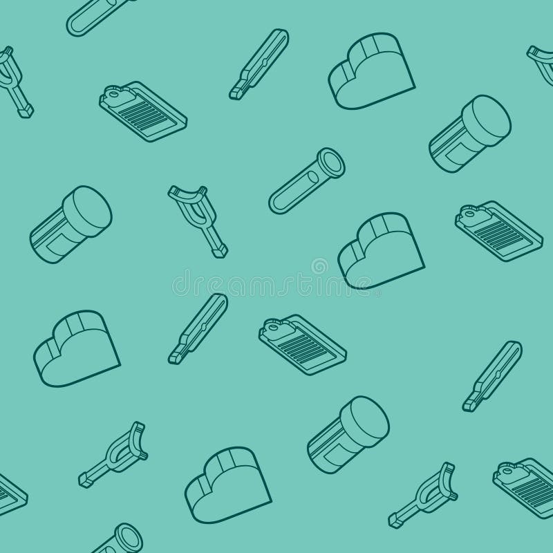 Medical Outline Isometric Pattern Stock Vector - Illustration of ...