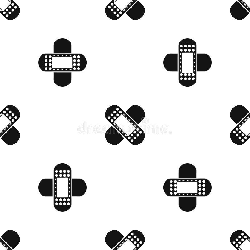Medical Patch Pattern Seamless Black Stock Vector - Illustration of ...