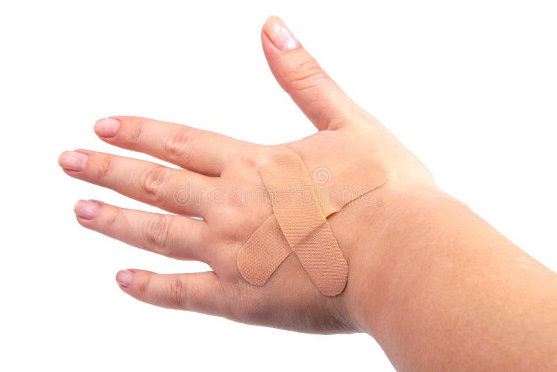 Medical Patch Plaster on Hand Isolated on the White Stock Image - Image ...