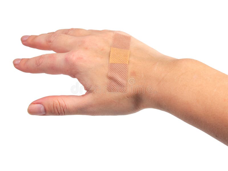Medical Patch Plaster on Hand Isolated on the White Stock Image - Image ...