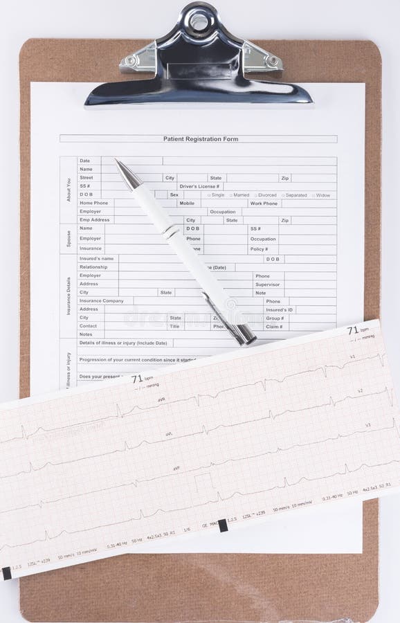 Medical Patient Form with Pen and Cardiogram Stock Photo - Image of ...