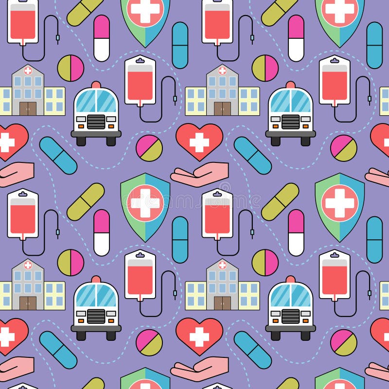 Medical Pattern with Flat Color Elements in Vector Stock Vector ...