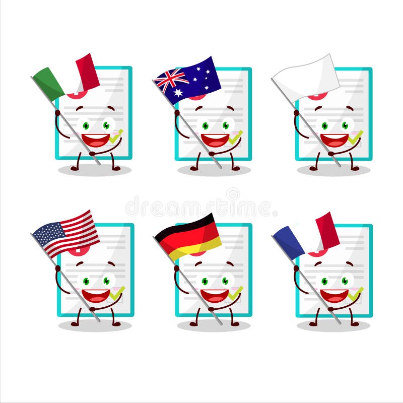 Medical Payment Cartoon Character Bring the Flags of Various Countries ...
