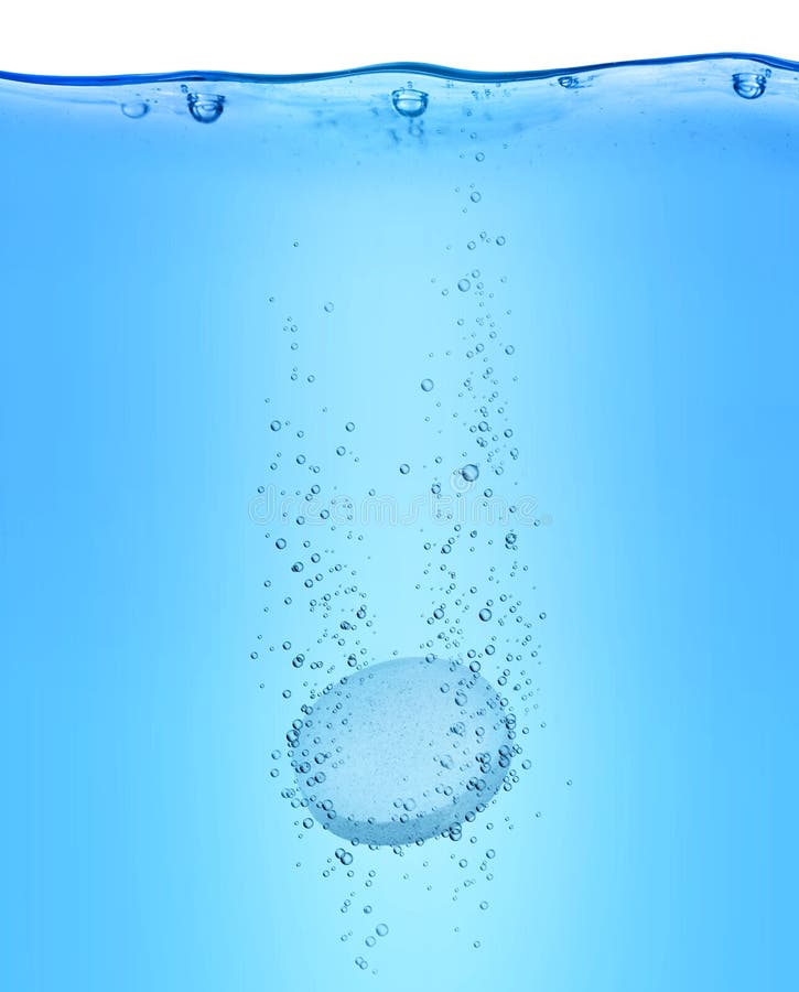 Medical Pill Dissolves in Blue Water Stock Photo - Image of nutritional ...