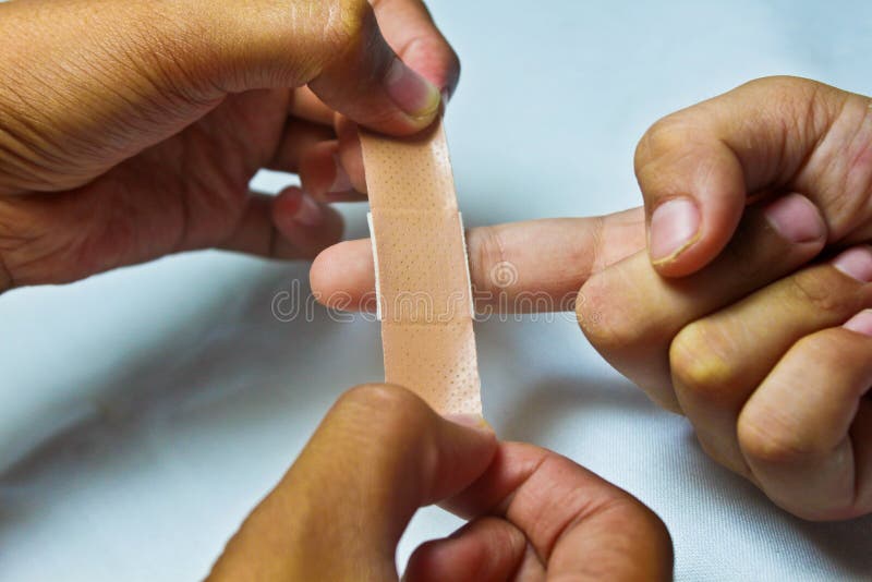 Medical Plaster to Finger stock photo. Image of care - 25042534