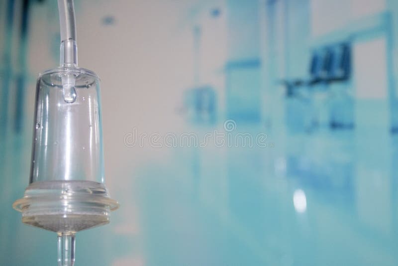 Medical Plastic Intravenous System. Selective Focus on Drip System with ...