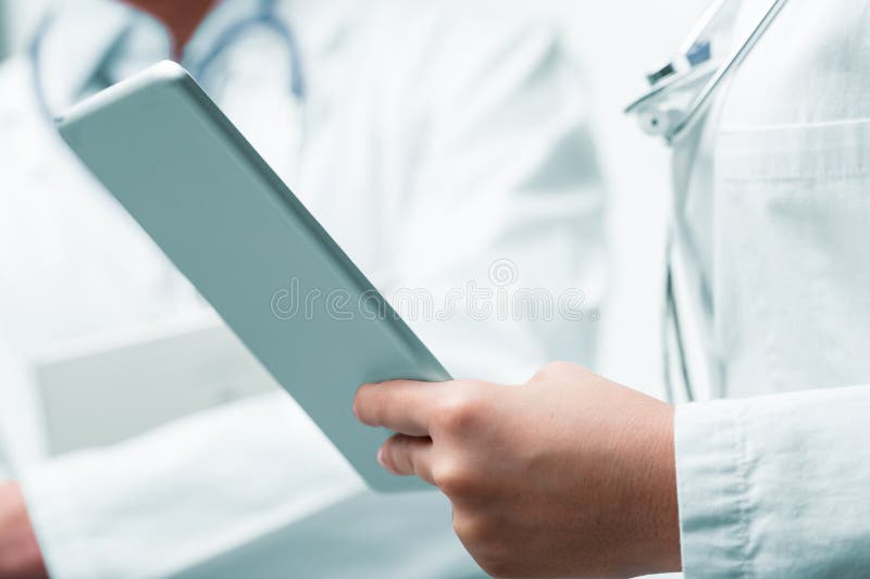 Medical Professional S Hands Hold Tablet, Symbolizing Innovation Stock ...