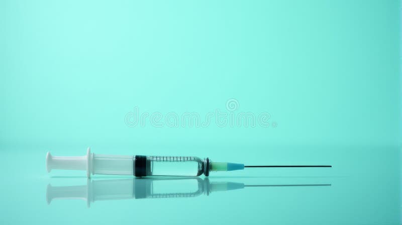 Medical Precision: Syringe with Needle on Reflective Surface (Generated ...