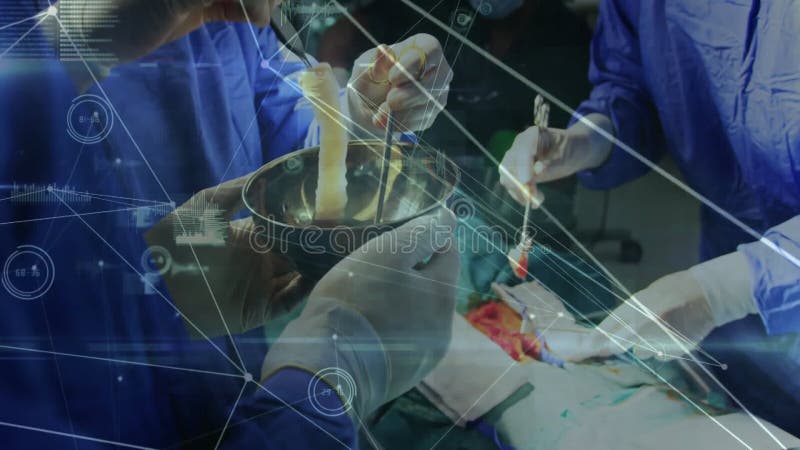 Medical Procedure with Surgical Tools and Data Processing Animation ...