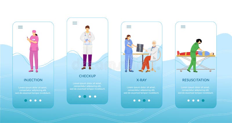 Medical Procedures Onboarding Mobile App Screen Vector Template Stock ...