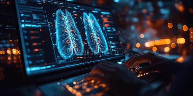 Medical Professional Analyzes Advanced Lung Imaging Data during ...