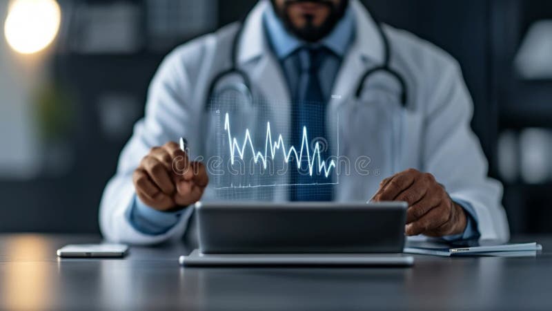 Medical Professional Analyzing Patient Data with Digital Graph on ...
