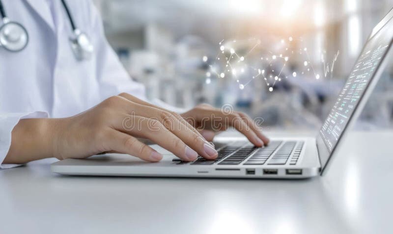 Medical Professional: Doctor Diligently Working on Computer, Analyzing ...