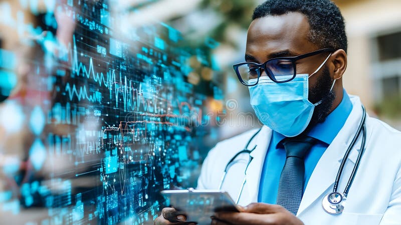 Medical Professional Looking at Data Analysis on the Screen Stock ...