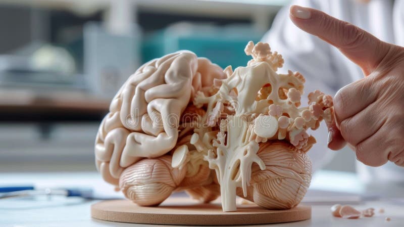 A Medical Professional Pointing To Different Parts of a Brain Model To ... A Medical Professional Pointing To Different Parts of a Brain Model To ...