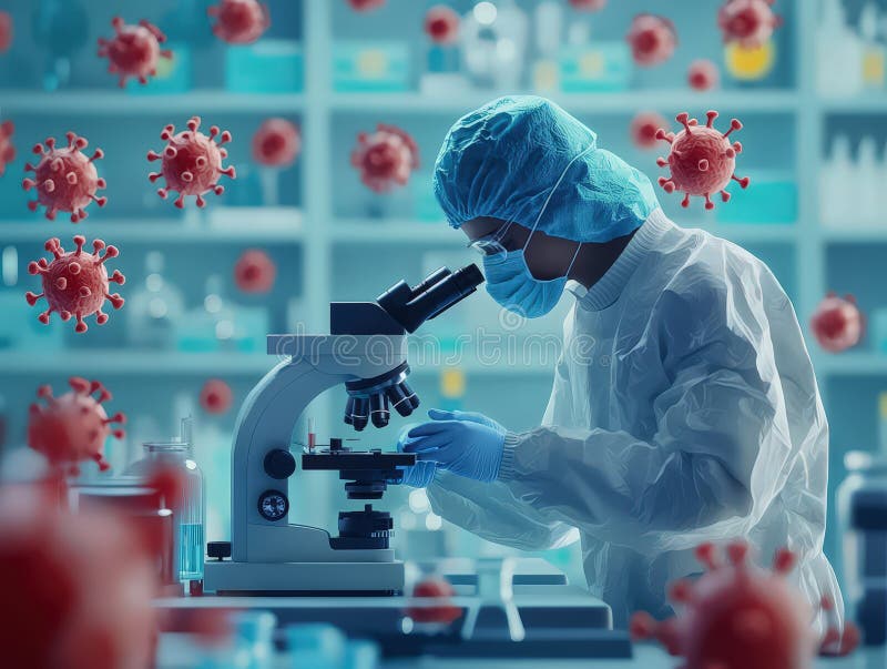 Medical Professional Use Microscope Look Microbiological Developmental ...