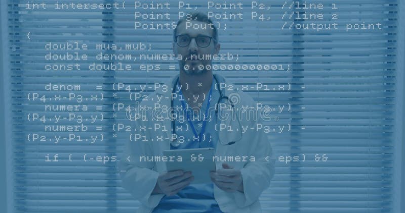 Medical Professional Using Stethoscope with Programming Code Animation ...