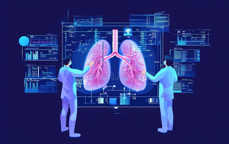 Medical Professionals Analyze Lung Data on a Digital Display in a ...