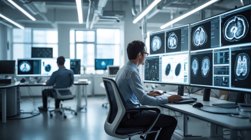 Medical Professionals Analyzing Brain Scans on Advanced Computer ...