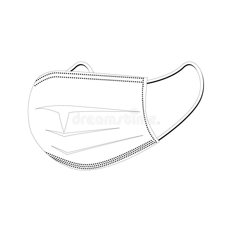 Medical Protective Mask. Line Art Vector Illustration Stock ...