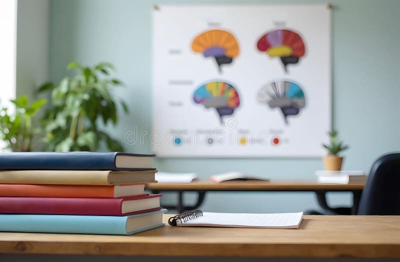 Medical Psychologist Office Desk with Books Stock Illustration ...