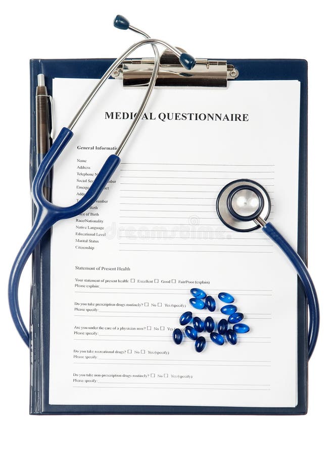 Medical Questionnaire Document with Stethoscope Stock Photo - Image of ...