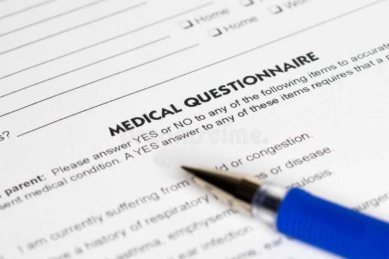 Medical Questions with Blue Pen Stock Photo - Image of document, opened ...