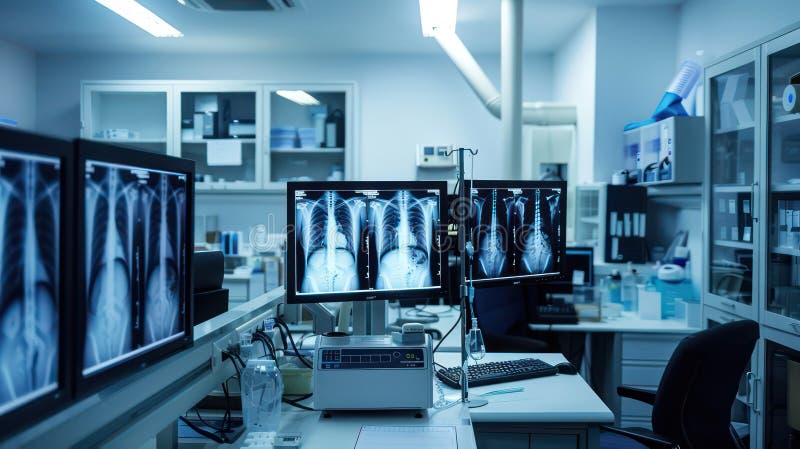 Medical X-rays in a Laboratory Created with Generative AI. Scan of a ...