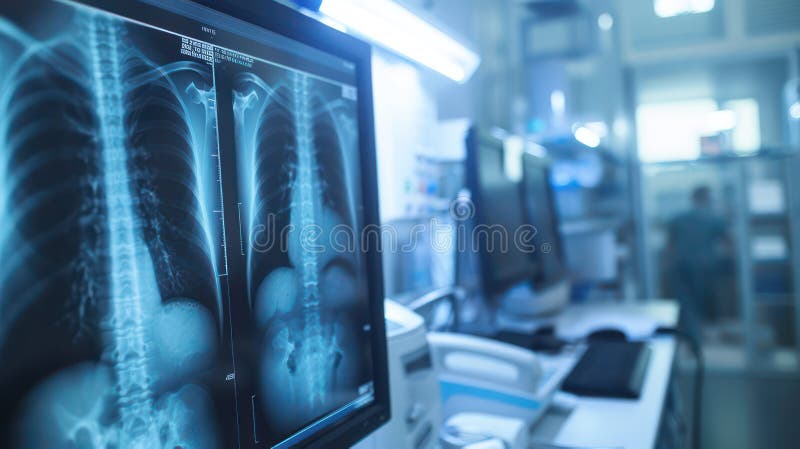 Medical X-rays in a Laboratory Created with Generative AI. Scan of the ...