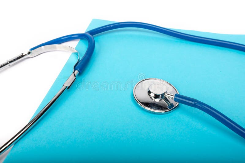 Medical Record and Blue Stethoscope Close-up on White Background Stock ...