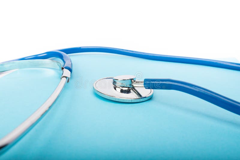 Medical Record and Blue Stethoscope Close-up on White Background Stock ...