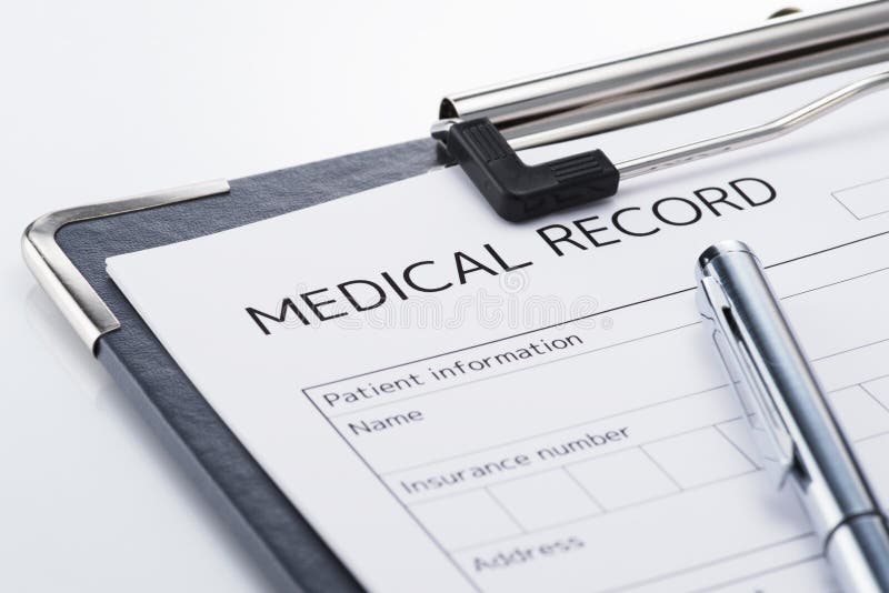 Medical Record and Pen on White Background. Stock Image - Image of desk ...