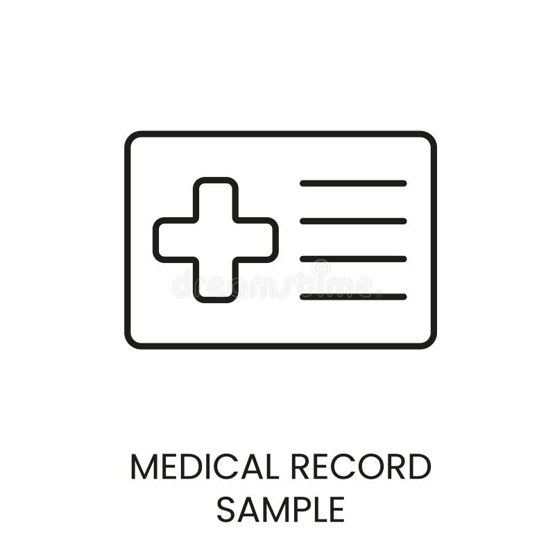 Medical Record Sample Heart and Syringe Line Vector Icon with Editable ...