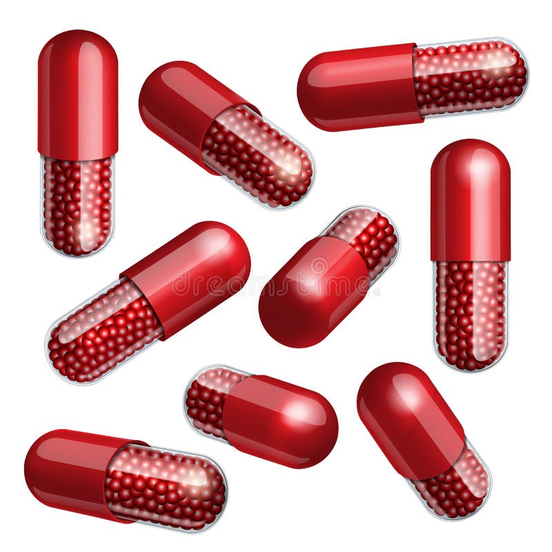 Medical Red Capsule with Granules Stock Vector - Illustration of ...