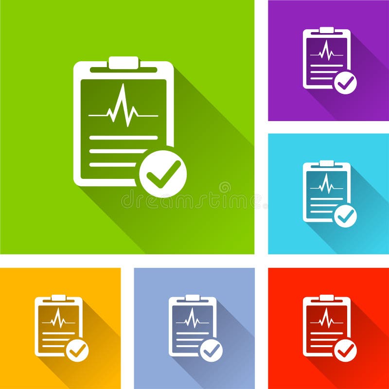 Medical Report Icons with Shadow Stock Vector - Illustration of pulse ...