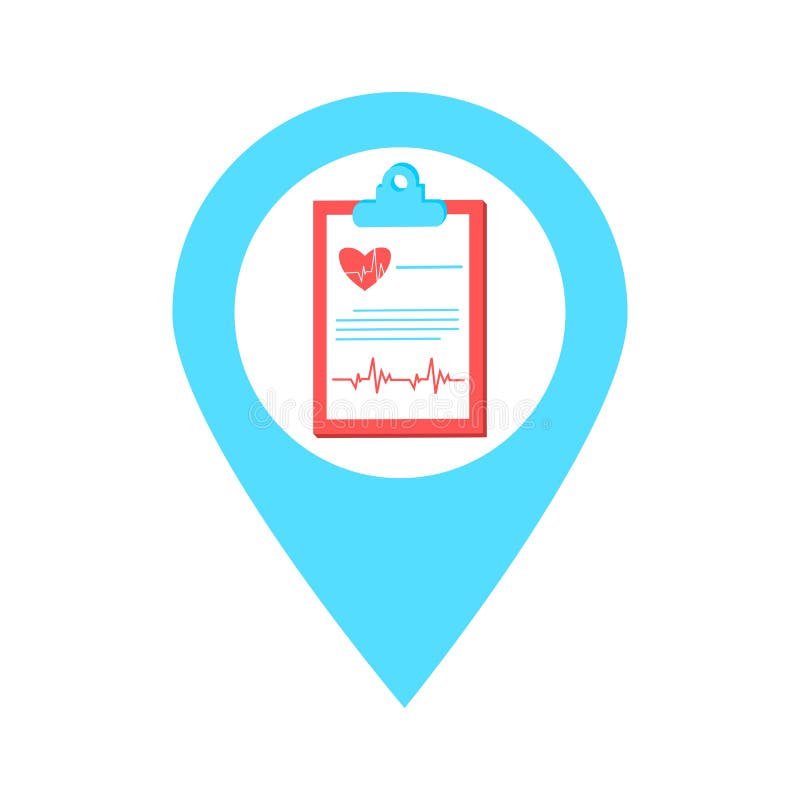 Medical Report Location Map Pin Icon. Element of Map Point for Mobile ...