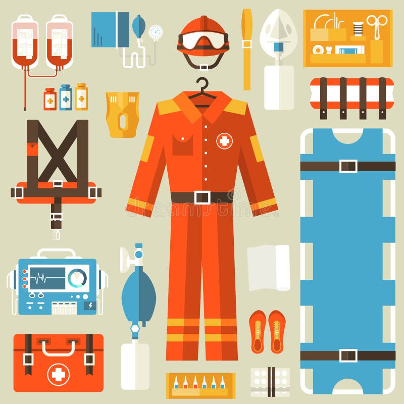 Medical Rescue Uniform and Set First Aid Help Stock Vector ...