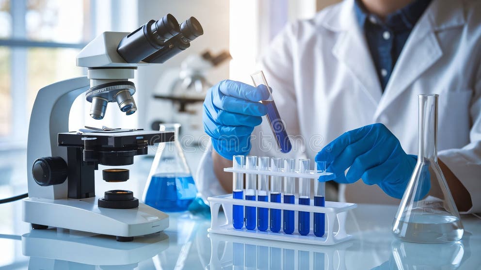 Laboratory Exploration Research Tools in Double Exposure Stock Illustration - Illustration of ...