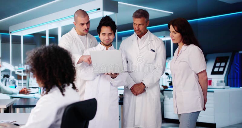Medical Research Laboratory. Employees Talking in Lab Stock Image ...